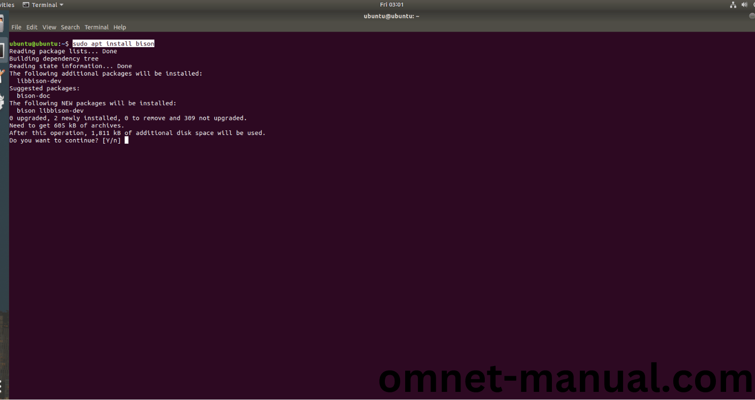 Bison-Installation Command – OMNeT++ Simulator