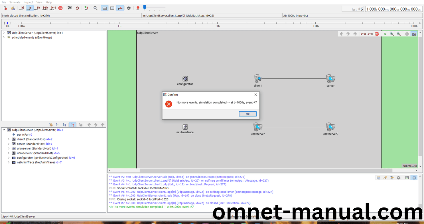 Executing The Example Inet Framework Program Omnet Simulator