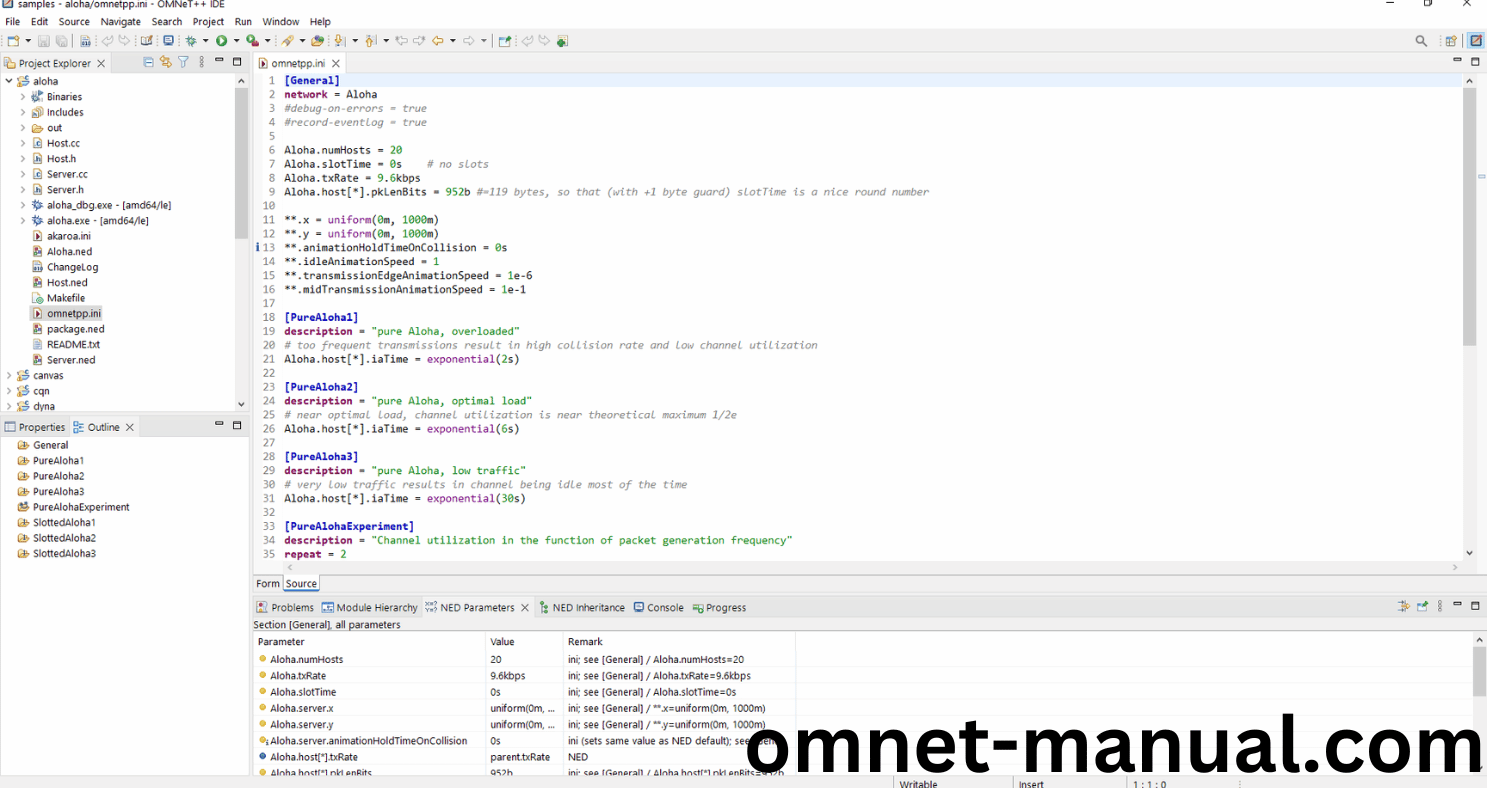 Executing the Example Program Using Omnetpp header file – OMNeT++ Simulator