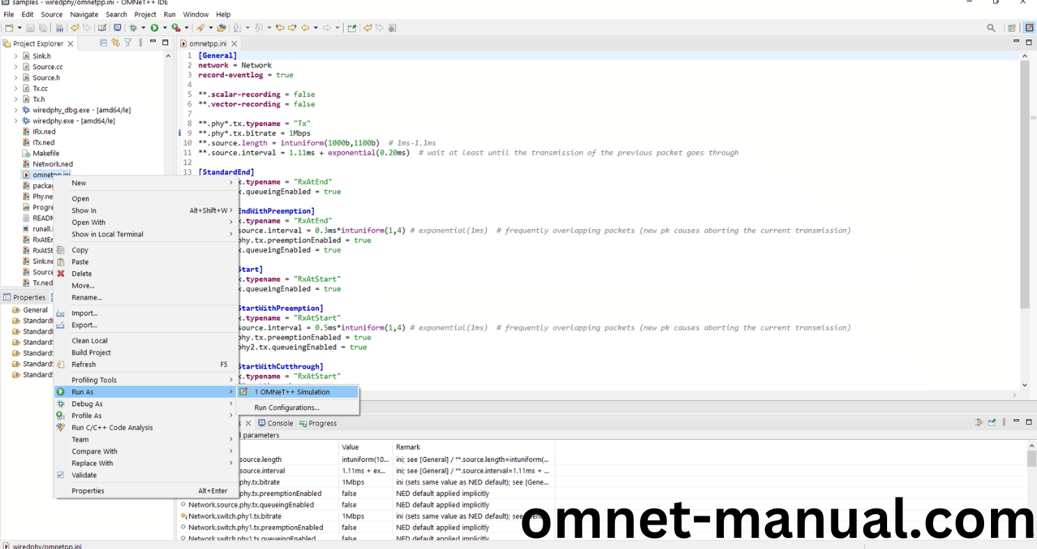 Executing the Example Program Using cPacketQueue header file – OMNeT++ Simulator