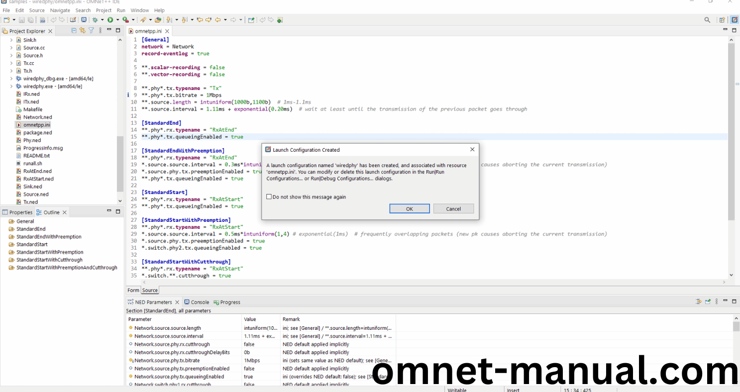 Executing the Example Program Using cPacketQueue header file – OMNeT++ Simulator