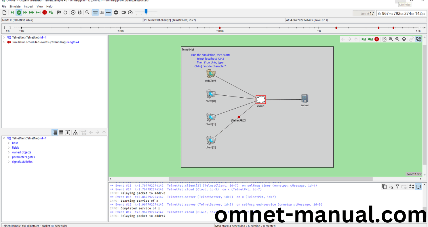 Executing the Example Program Using cScheduler header file – OMNeT++ Simulator