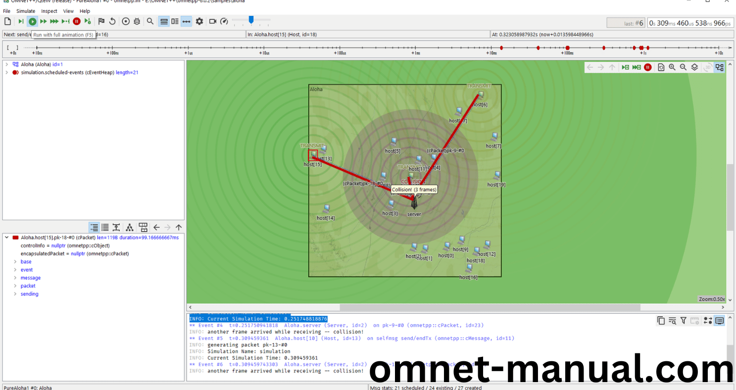 Executing the Example Program Using cSimulation header file – OMNeT++ Simulator