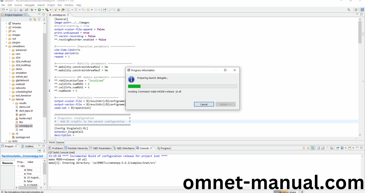 Executing The Example Simulte Framework Program Omnet Simulator