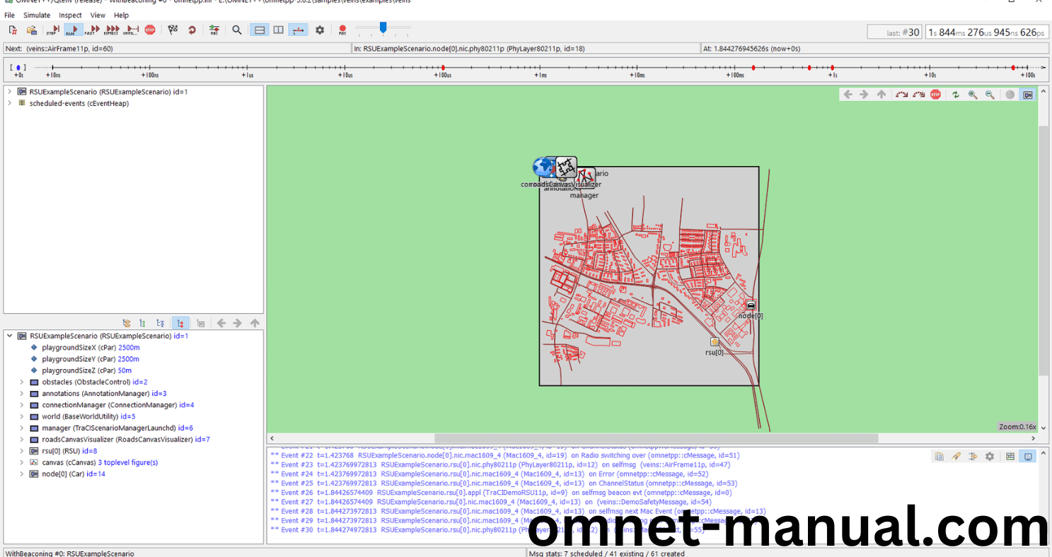Executing the Example Veins & Sumo Framework Program – OMNeT++ Simulator