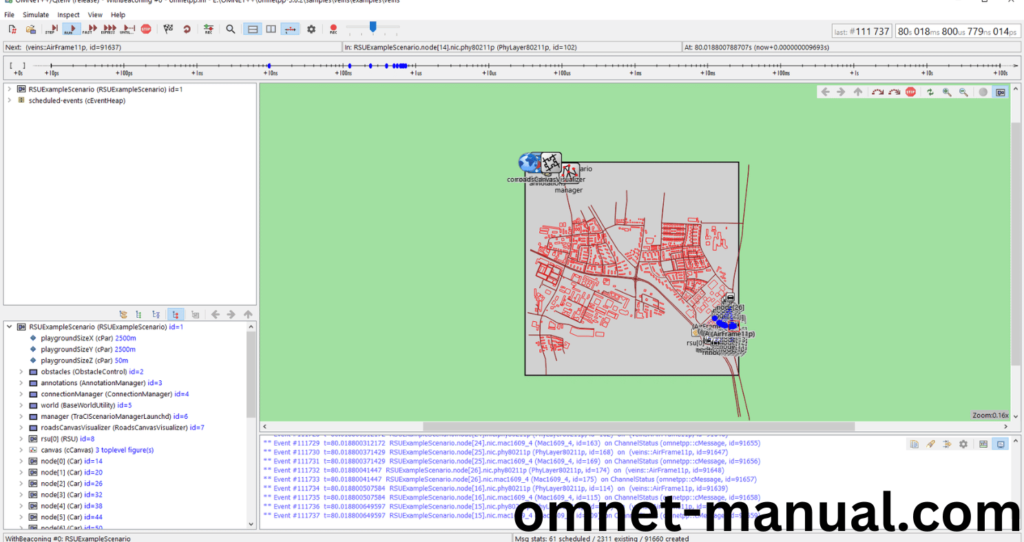 Executing The Example Veins And Sumo Framework Program Omnet Simulator