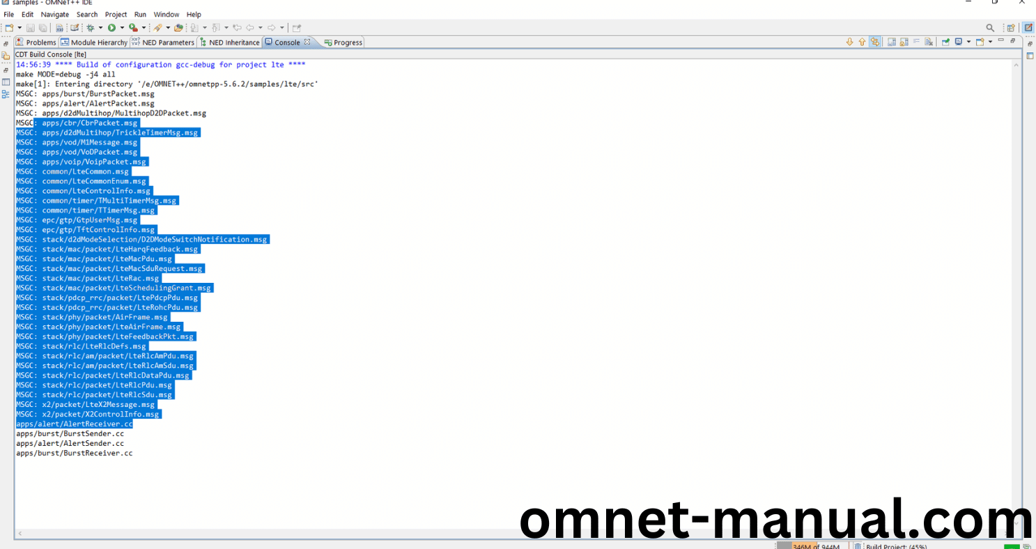 SimuLTE Building Process – OMNeT++ Simulator